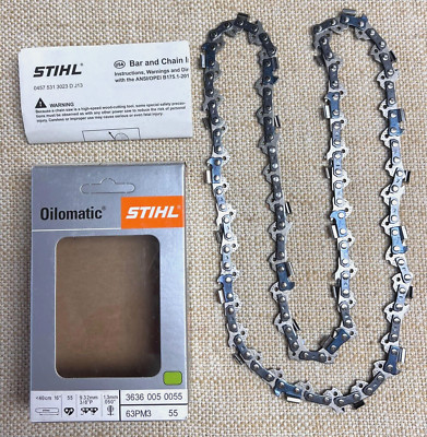 Stihl Chain Oilomatic 63PM3 55, 16" BAR, 3/8" P, G .050", 55DL, 3636 ...