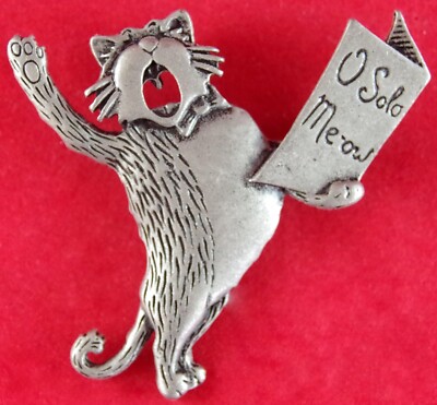 Cute! NWOT VTG-INSPIRED O SOLO MEOW SINGING OPERA CAT PEWTER PENDANT ...