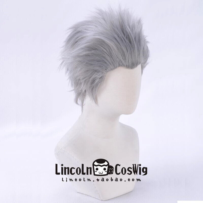 Devil May Cry 5 Vergil Cosplay Silver Gray Slicked-Back Wig Short Hair ...