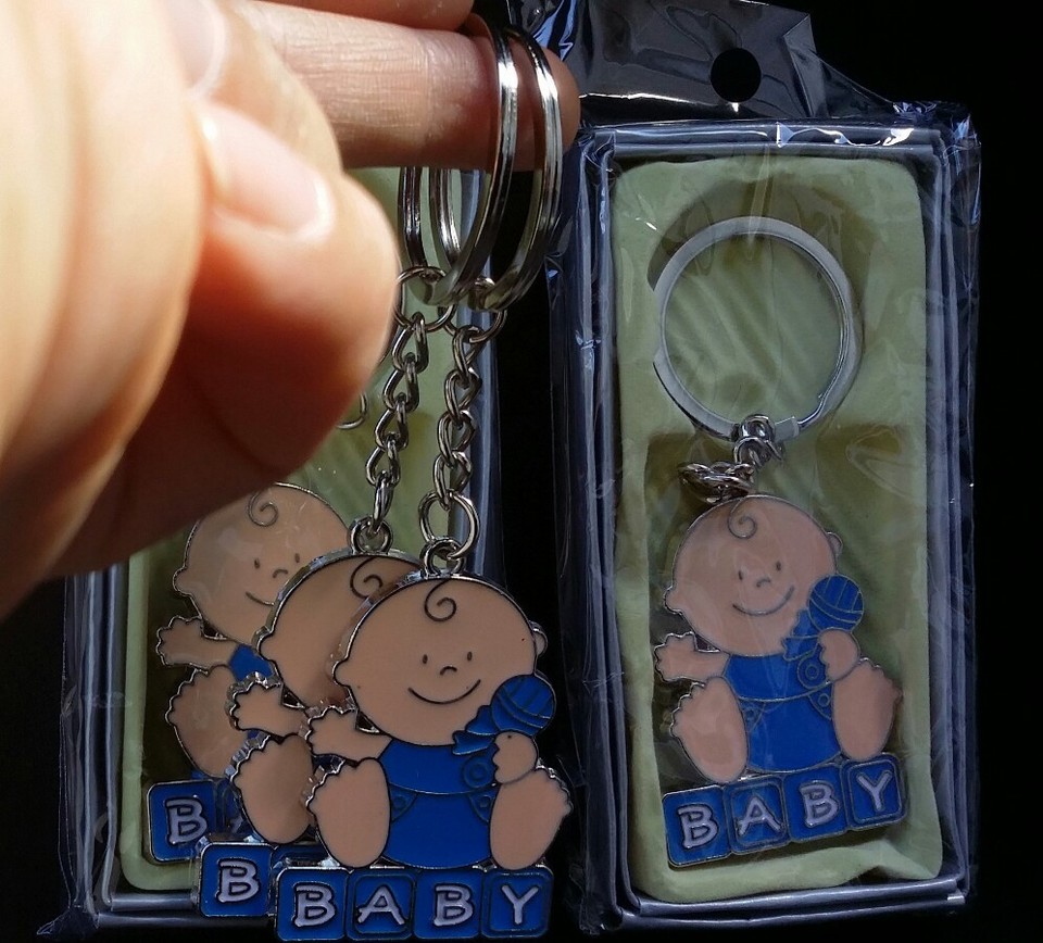 12 Baby Shower Favors Key Chains Boy Baby, Blue, Llaveros, Gift,Baby ...