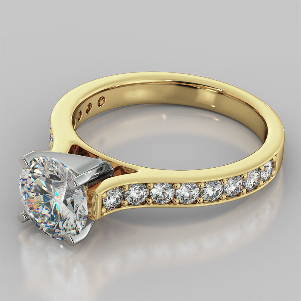 2.32 Ct Round Cut Simulated Diamond Wedding Ring Real 14K Yellow Gold ...