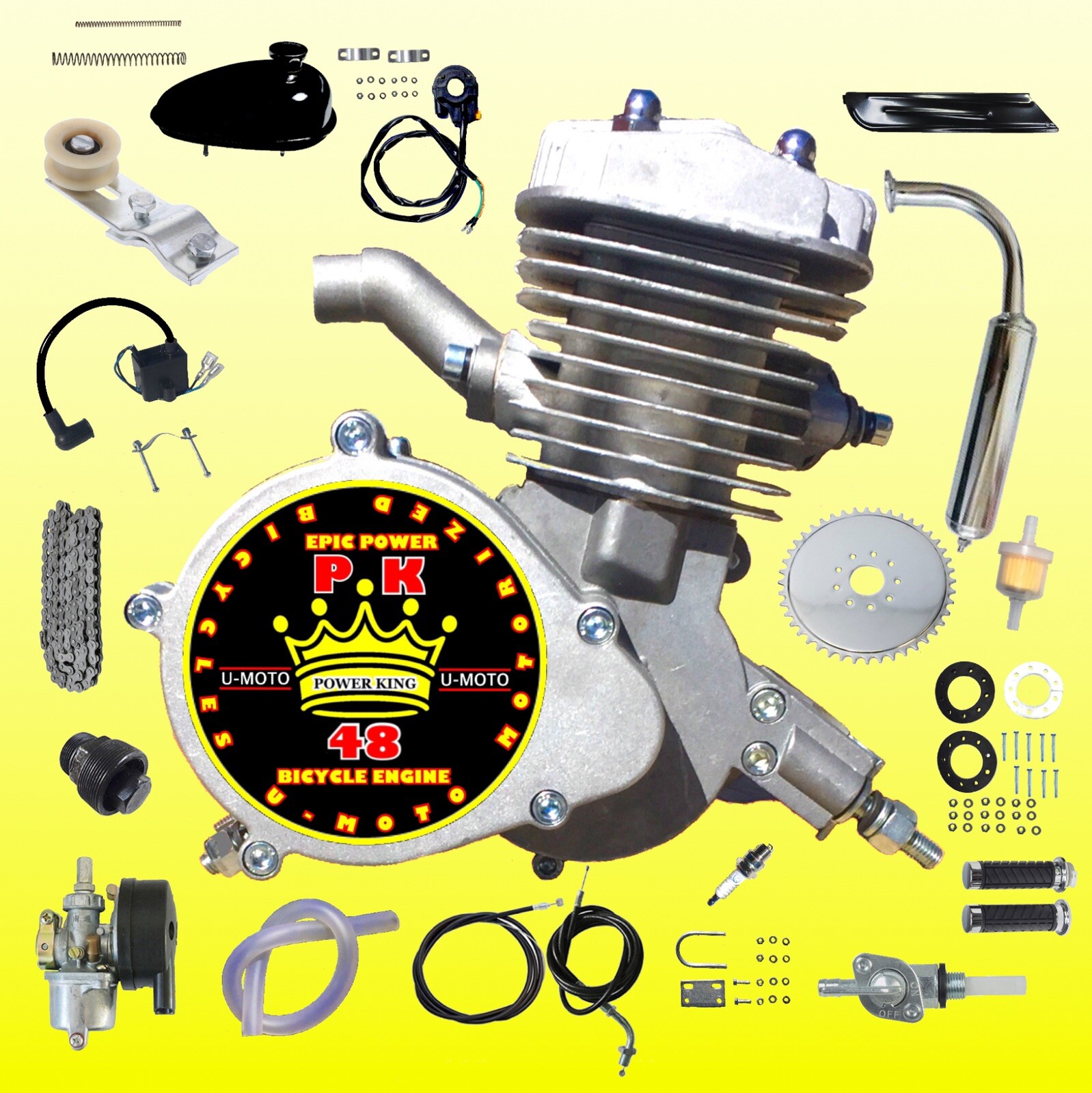 POWER 48cc/49cc/50cc 2-STROKE MOTORIZED BIKE KIT FOR COMPLETE BICYCLE ...