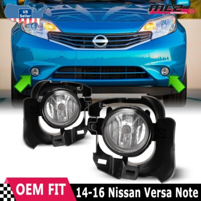 Fog Lights For 14-16 Nissan Versa Note Driving Lamps Clear Bumper w ...
