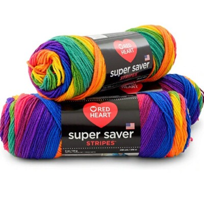 Red Heart Super Saver Favorite Stripe Yarn - 3 Pack of 141g/5oz ...