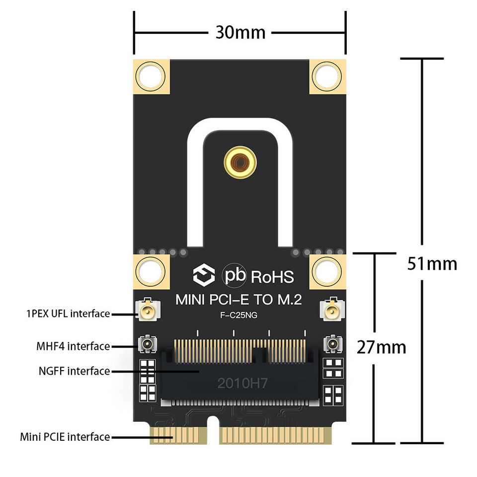 M.2 2230 Key A A+E to mini PCIE WiFi Bluetooth Adapter for NGFF AX200 ...