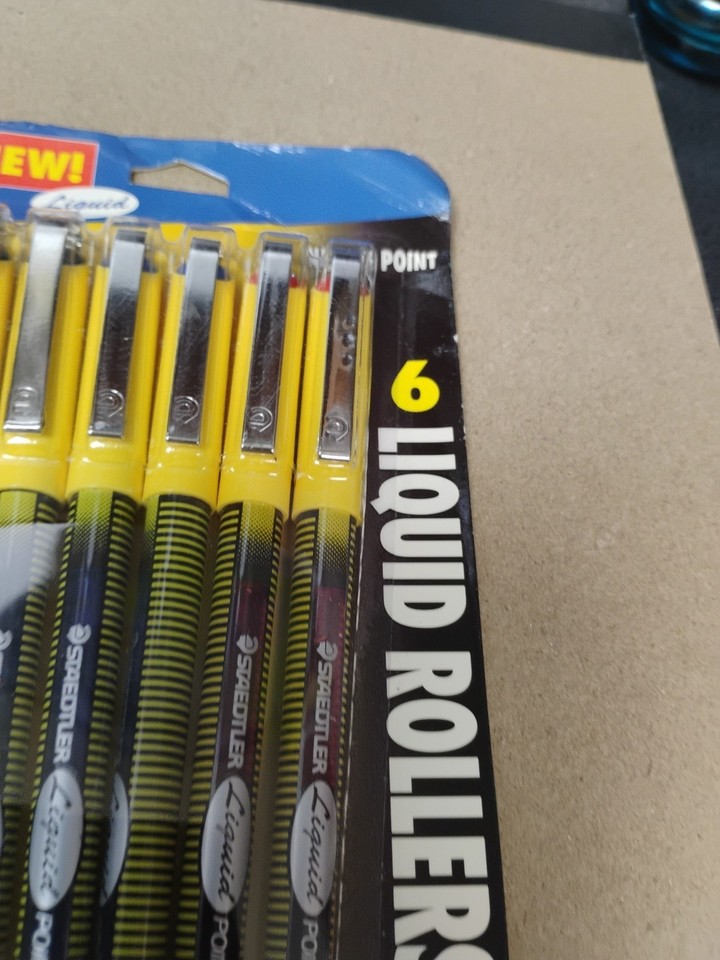 NOS Staedtler Liquid Needle Point Pens 6 Pack, 2 Black, 2 Blue, 2 Red ...