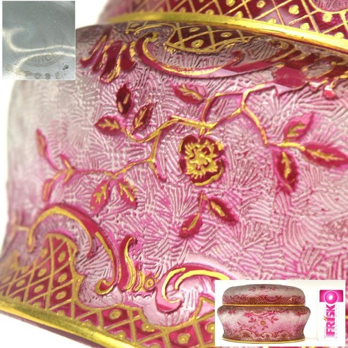 Baccarat Red Glass Covered Box Gold Etched Lid 5.1" Diameter Vintage ...