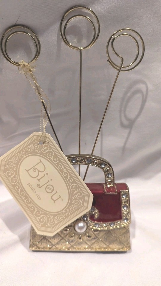 Bijou Photo/Note Clip Gold And Red Purse With Rhinestones And 1 Pearl ...
