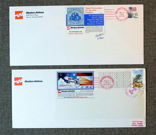 US 1982 lot of 2 Western Airlines air letter FDC | eBay