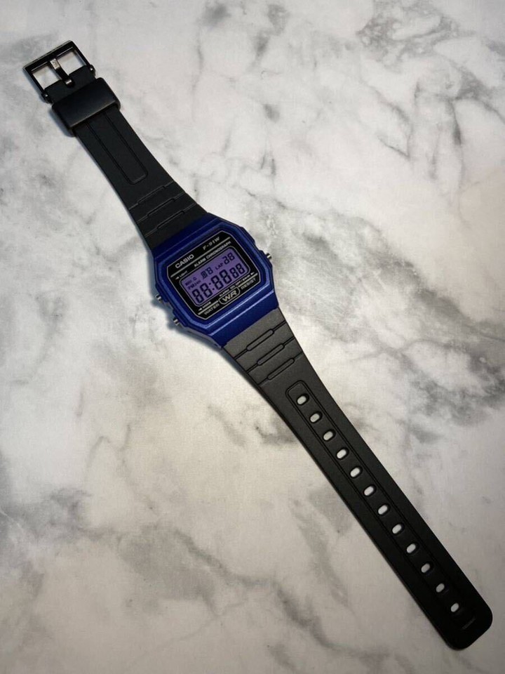 Casio F-91W Digital Watch Blue Bezel Purple LCD Custom Japan | eBay