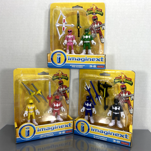Imaginext Power Rangers GREEN PINK RED YELLOW BLUE BLACK 2-Pack Box lot ...