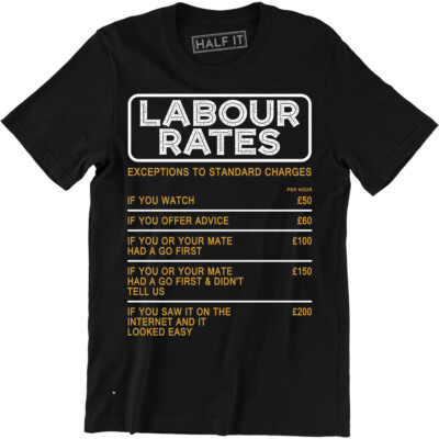 Labour Rates Mechanic Electrician Plumber Builder Shirt Men's T-shirt ...