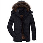 Mens Autumn Winter Mid-Length Hooded Velvet Plus Size Cotton Jacket ...