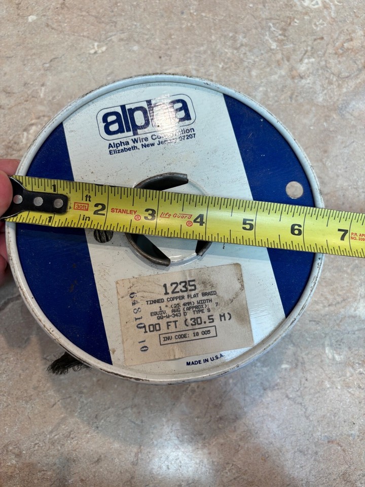 Alpha WIREMASTERS 1" Braided Tinned Copper Wire Ground Strap 60’ 125A ...