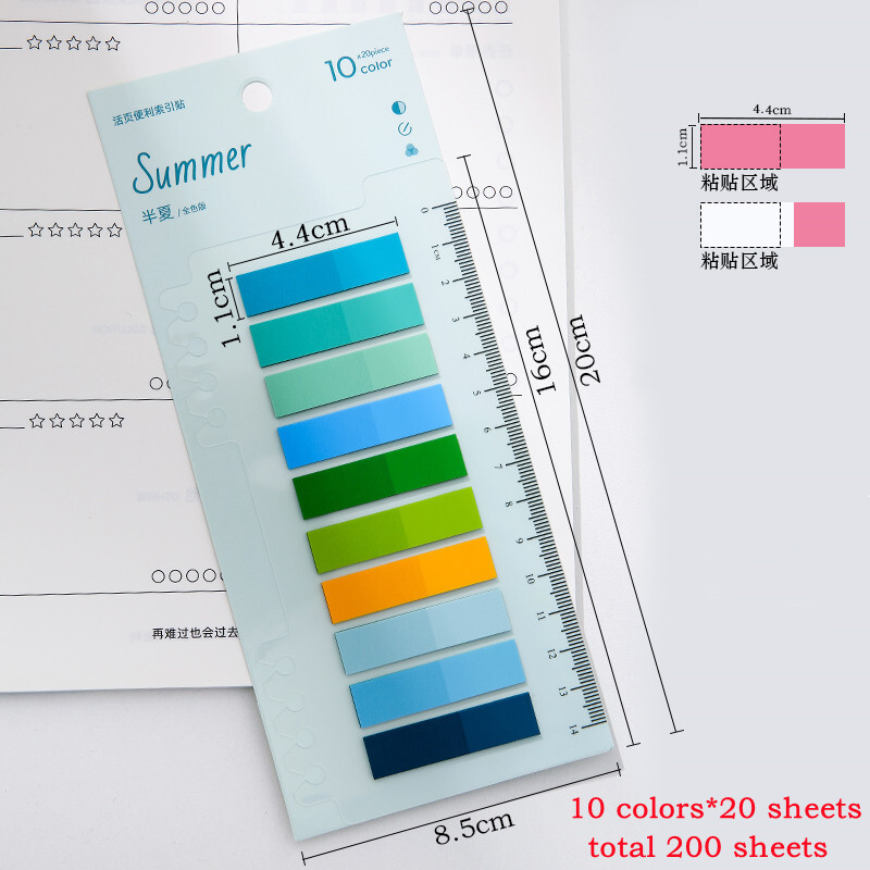 200pcs Page Markers Morandi Sticky Note Tabs Colored Book Flags Strip ...