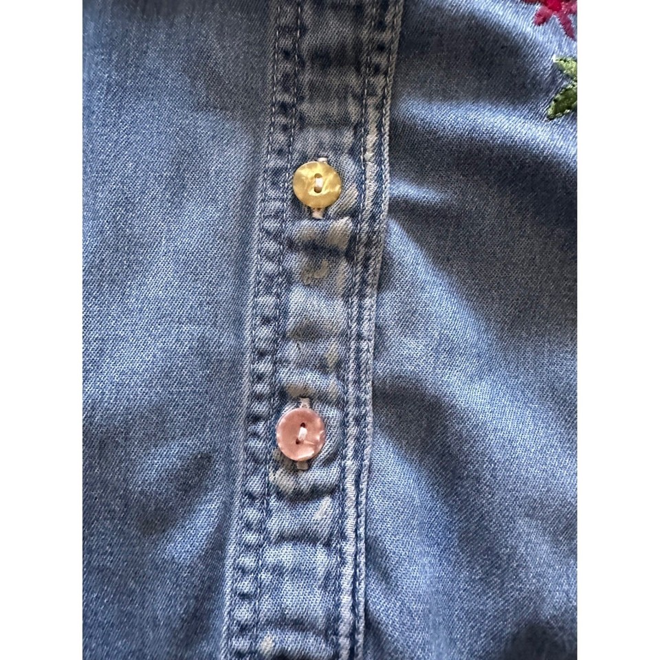 Vintage Silver Threads Ltd Floral Embroidered Denim Shirt 2X Plus Size ...