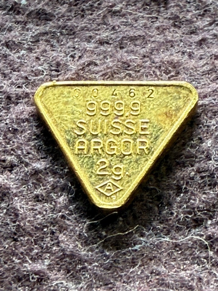 Vintage Swiss Argor Chiasso * 2 Grams .9999 Gold Triangle Coin Bar ...