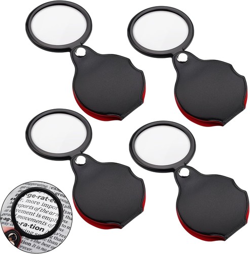 4Pcs 10X Pocket Magnifier Folding Optical Magnifying Glass Jewelry ...