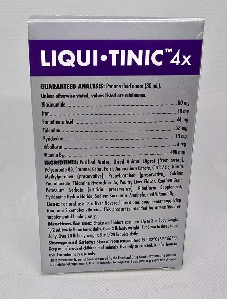 Liqui-Tinic 4x Flavored Vitamin and Iron Supplement for Dogs, Cats ...