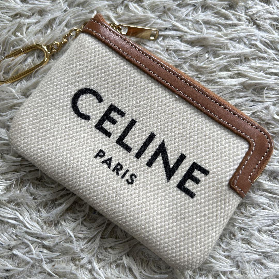[Good Condition] Celine Coin Case Leather Canvas Logo… - Gem
