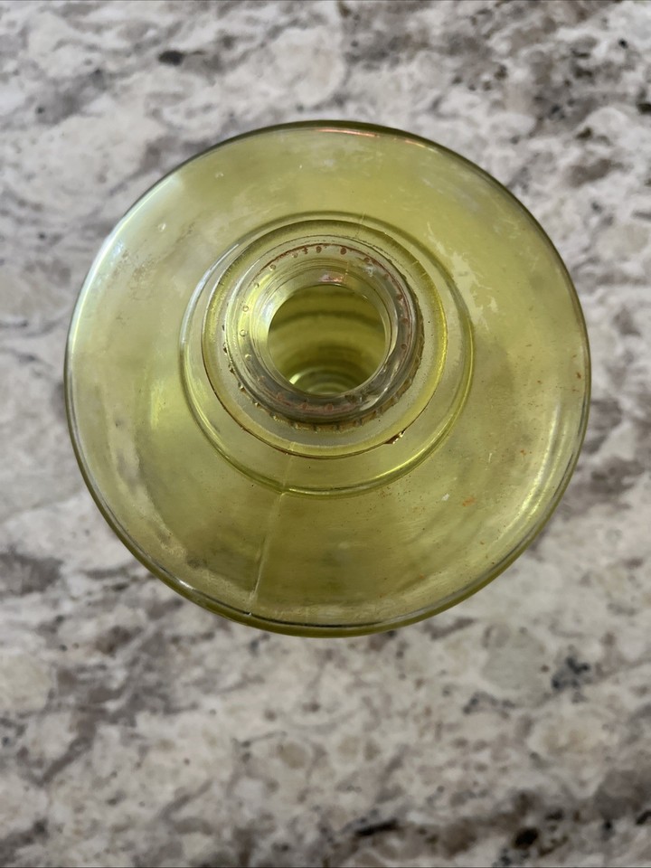 Antique Vintage Yellow Green Glass Decorative Oil Lamp Base | eBay
