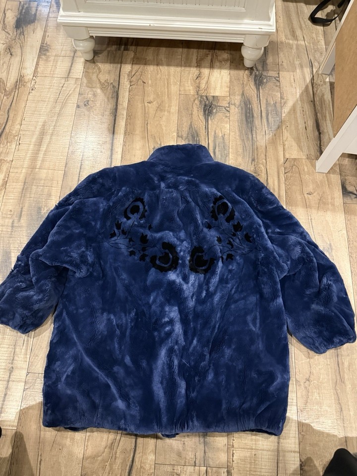 New Yorker Sheared Beaver Fur Coat Large Blue Zuki Inspired | eBay