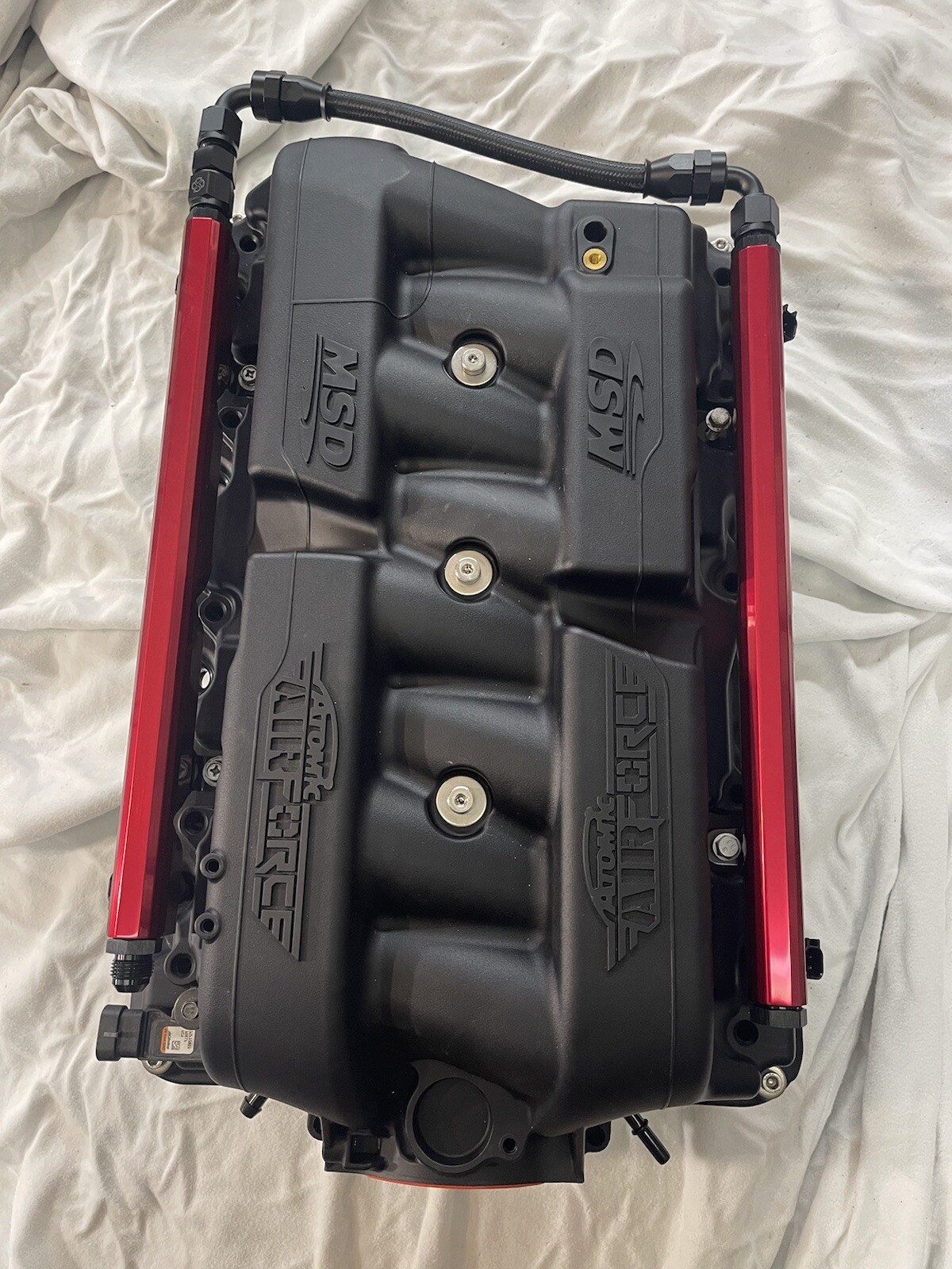 MSD Atomic Fuel Rail Kit BLACK -8AN Feed Aluminum For LS7 Manifold Fits ...