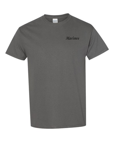 USMC Script Embroidered T-Shirt Charcoal -Officially Licensed -all ...