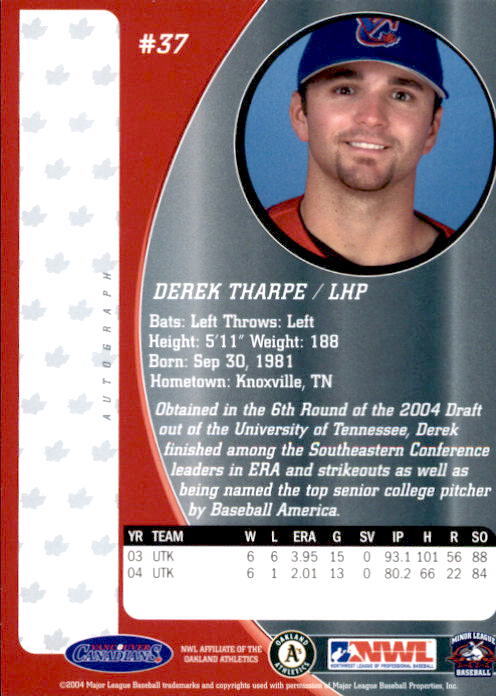 2004 Vancouver Canadians Team Issue #35 Derek Tharpe Knoxville ...