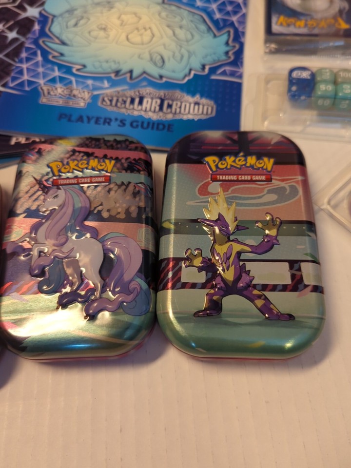 Pokemon TCG Galar Power Set Of 3 Mini Tins Loose Pack Extras Guide Dice ...
