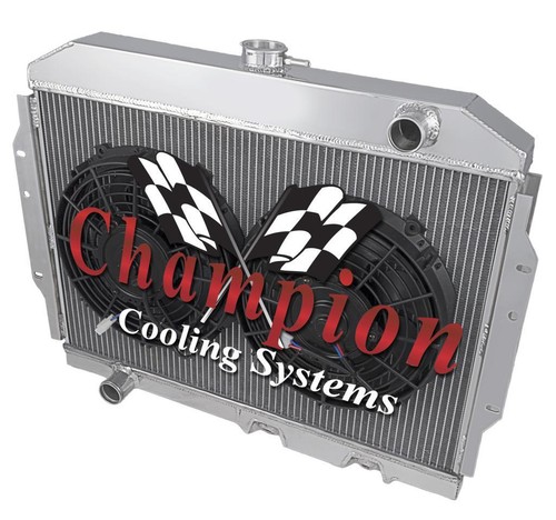 QR Champion 3 Row All Aluminum Radiator W/ 2 12" Fans for 1958 - 1974 ...