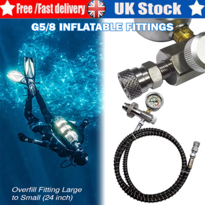 DIVING BOTTLE FITTING GAUGE AIR GUN RIFLE TANK FILL HOSE VALVE WHIP PCP ...