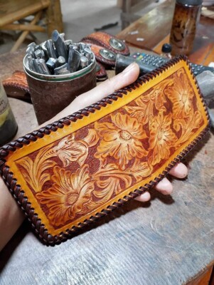 Cowboy Carved Wallet Handmade Western Cowboy Wallet Mens Bifold Wallet ...