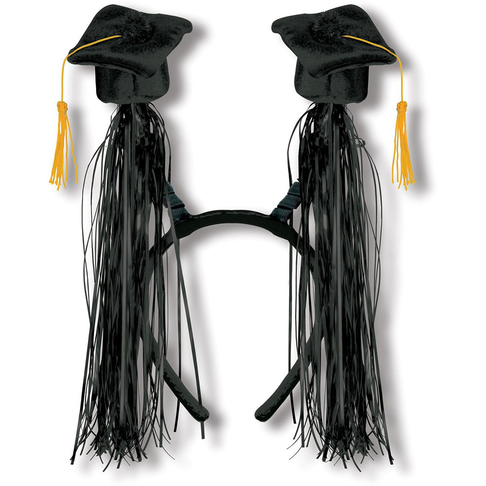 Grad Caps w/Fringe Boppers (black) Party Accessory 1 head piece | eBay