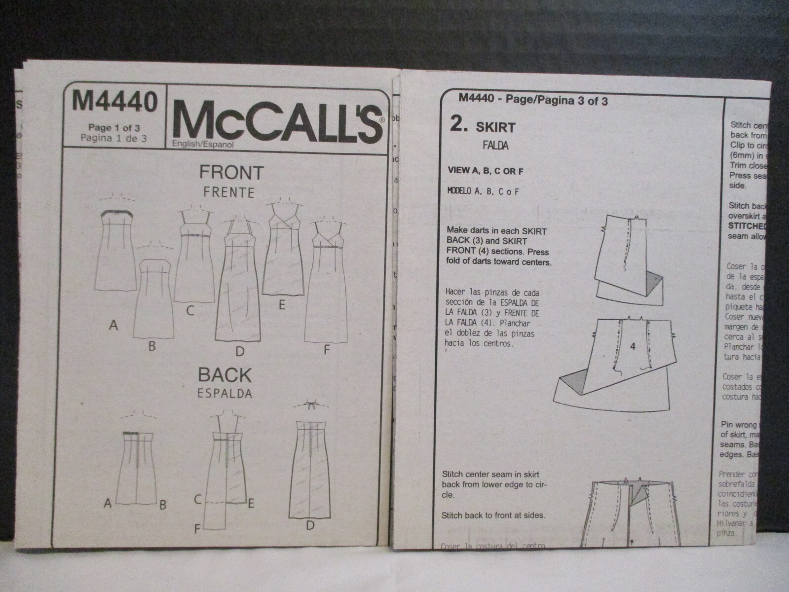 McCall's Pattern 4440 Misses Fitted Dress Two Lengths Size AAX (4-6-8 ...
