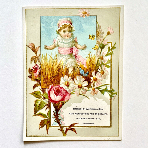 1883 CHOCOLATE Trade Card STEPHEN F WHITMAN & SON CONFECTIONS Candy ...