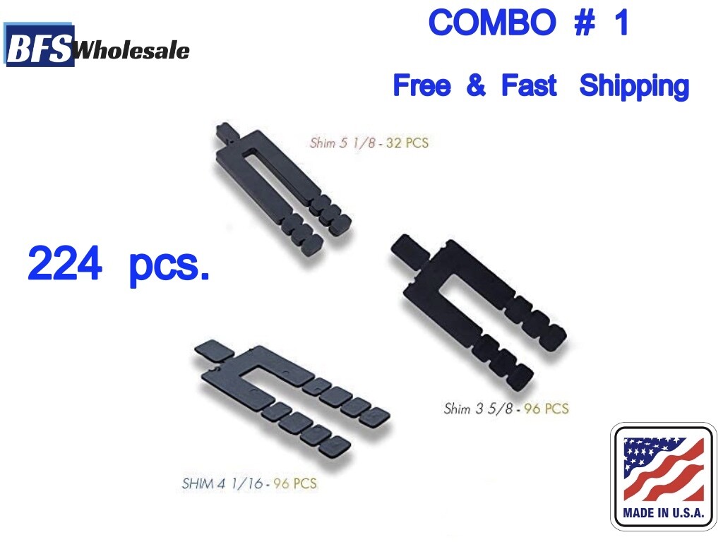 Plastic STACK SHIM COMBO # 1, 224 pcs. Made in USA, 3 different sizes ...