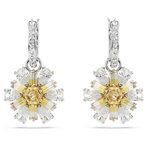NWB Swarovski Idyllia drop earrings Flower, Yellow, Rhodium plated ...
