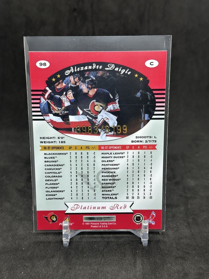 Alexander Daigle 1997-98 Pinnacle Totally Certified Platinum Red /6199 ...