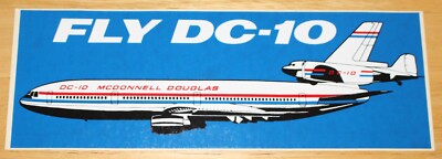 Original McDonnell Douglas "Fly DC-10" DC-3 Dakota Tail Engine Sticker ...