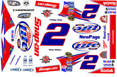 #2 Rusty Wallace SNAP-ON Miller Charger 2005 1/64 Scale Waterslide ...