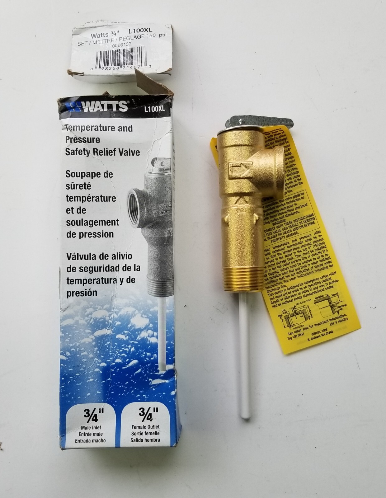 Watts Sea 66133 L100XL 3/4" 150 Psi 150 PSI T & P Relief Valve | eBay