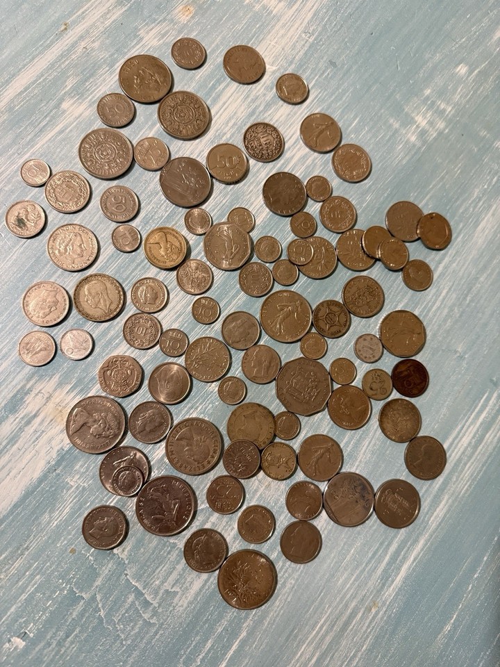 86 Coin Lot Mixed Old World Foreign Vintage Coins Mexico France England ...