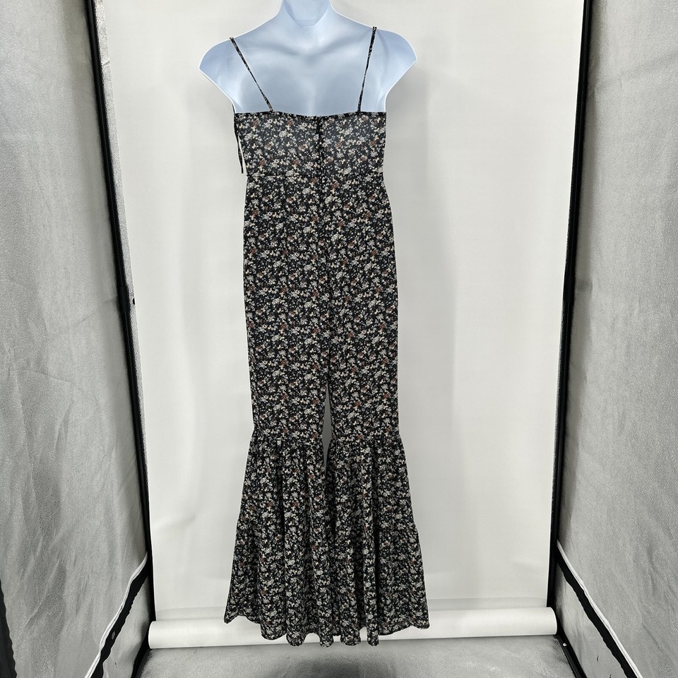 Boho Jumpsuit Medium Floral Tie Strap Retro 70's Vibe Flare Wide Leg ...