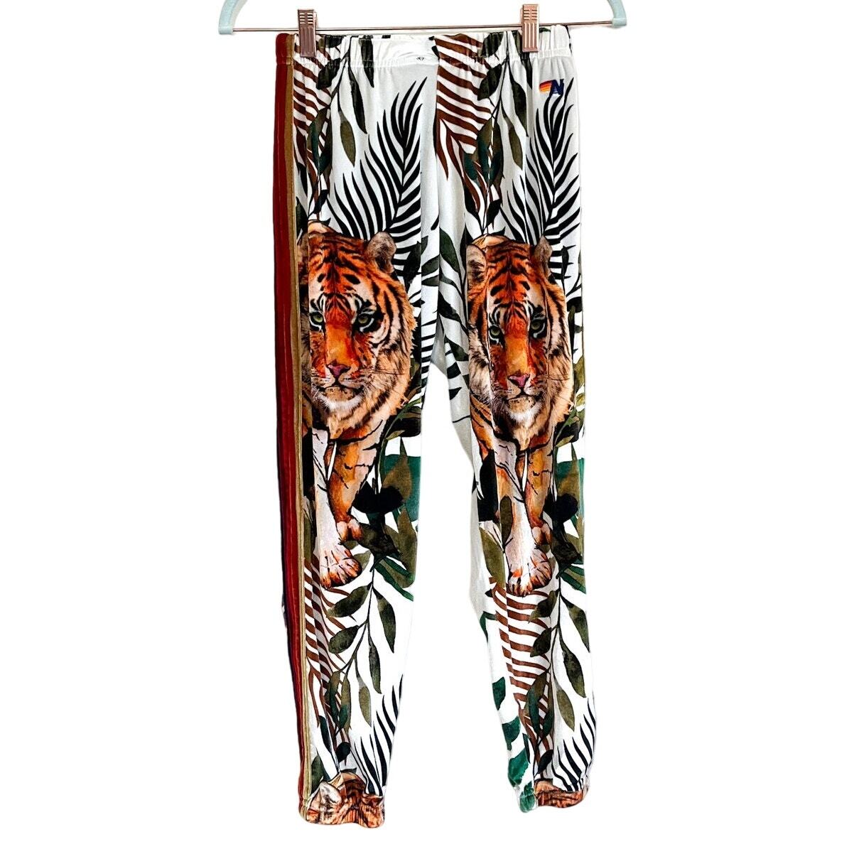 Aviator Nation Women Velvet Tiger Sweatpants XS White… - Gem