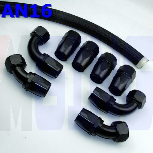 AN16 16AN 16 BRAIDED 0 90 45 ELBOW DEGREE OIL LINE HOSE END FITTING ...