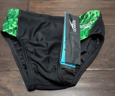 Men's Speedo Train Tech III Swim Bottom Black and Green Size 24 | eBay