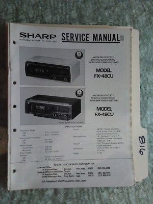 Sharp fx-48cu 49cu service manual original repair book radio clock 12 ...