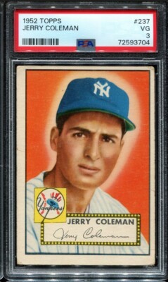 PSA 3 VG 1952 TOPPS JERRY COLEMAN #237 YANKEES 93704 SD164 | eBay