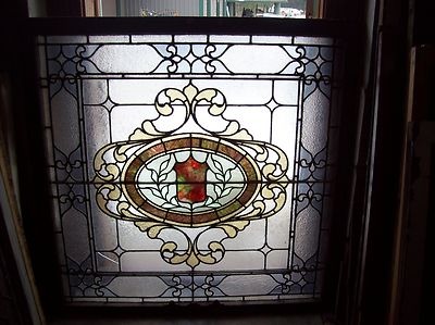 Very nice ornate stained and text glass window earth tone (SG 1563) | eBay